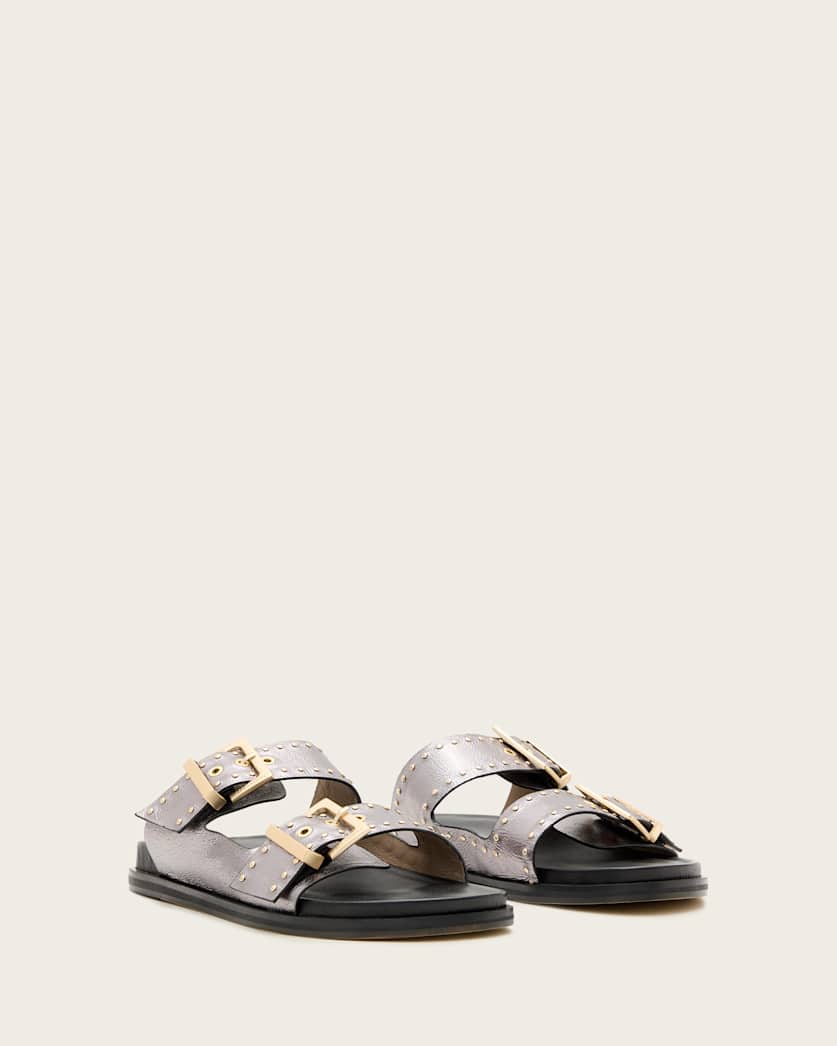Magda Studded Leather Sandals Silver | ALLSAINTS